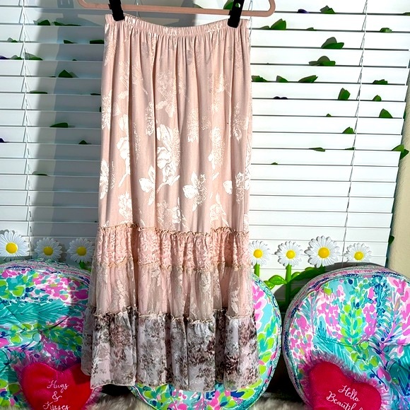 Violet Kay | Skirts | Violet Kay Long Pink Pastel Skirt With Tiered ...